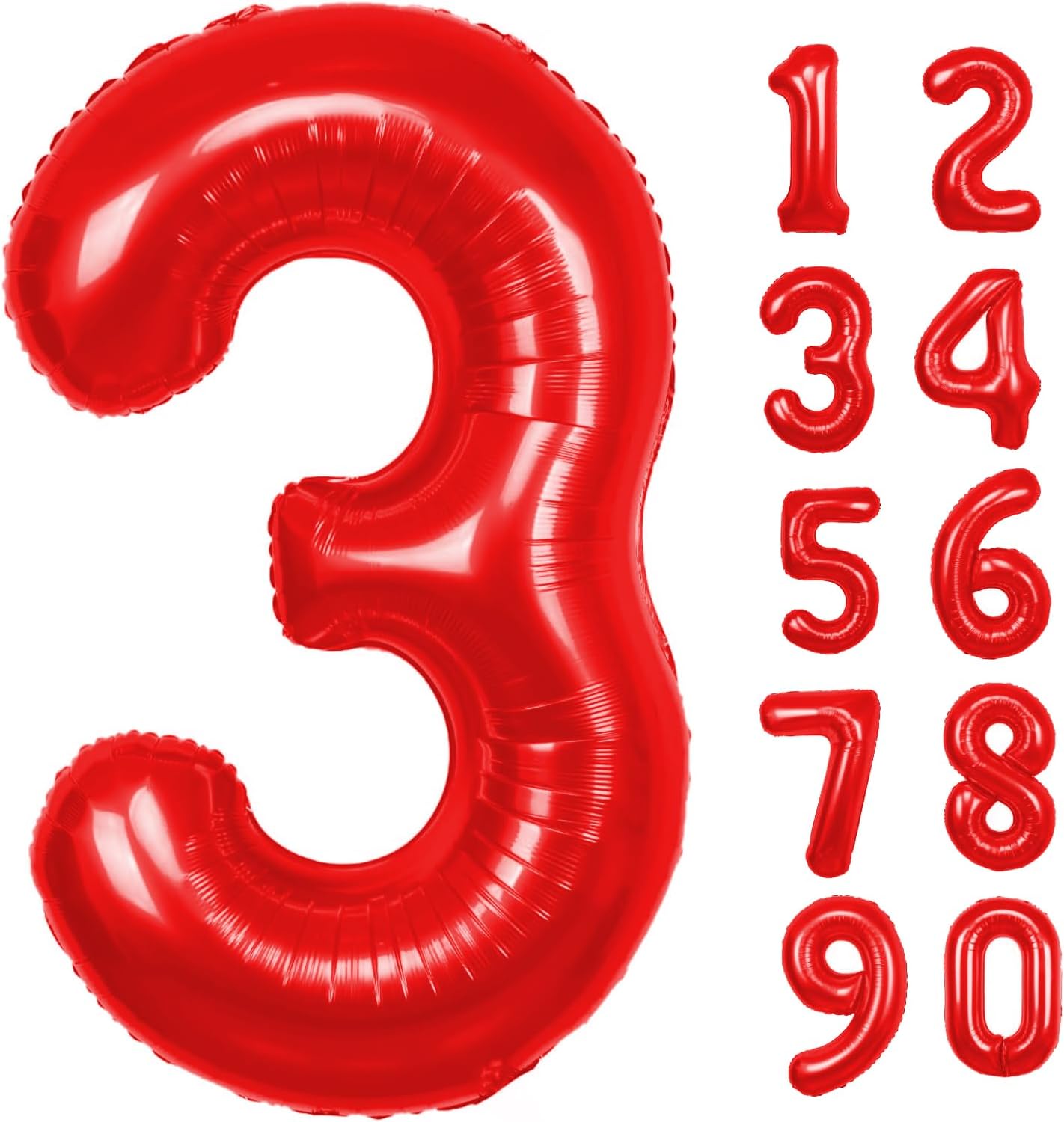 Amazon.com: 40 inch Red Number 3 Balloon, Giant Large 3 Foil Balloon ...