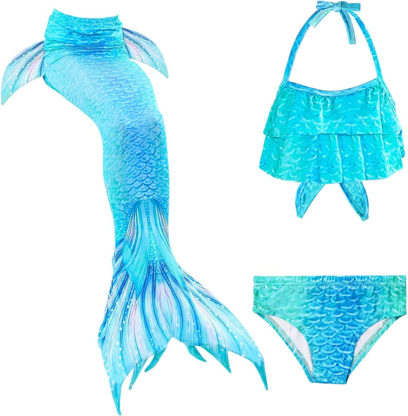 Amazon.com: LVTFCO 3-piece Mermaid Performance Costume, Blue Mermaid ...