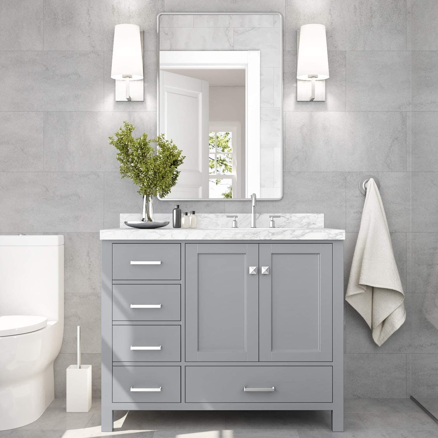 Amazon.com: ARIEL Bathroom Vanity 43" Inch with Carrara White Marble ...