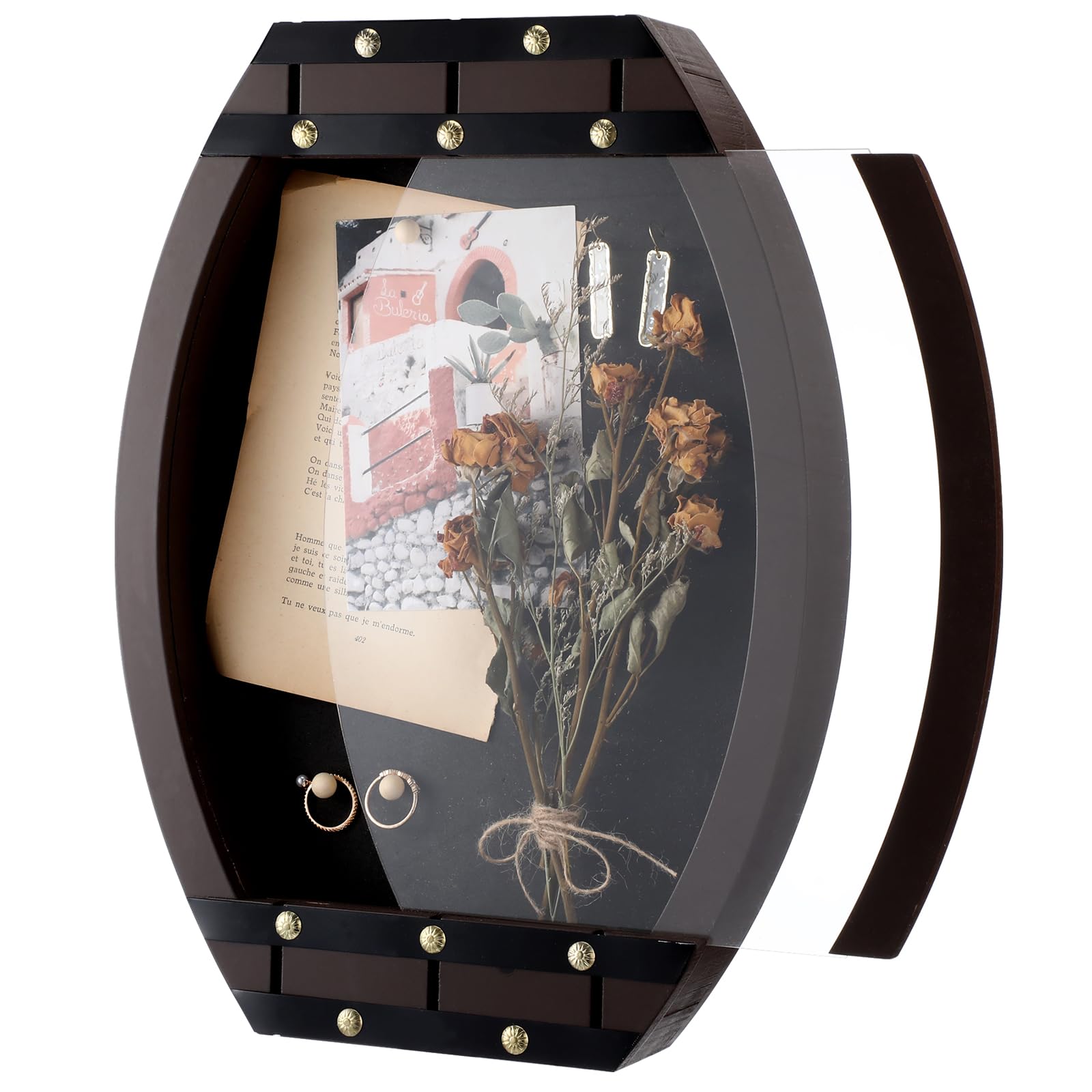 Amazon.com - Briwooody Barrel Wooden Shadow Box Frame 11 x 15 Wood ...