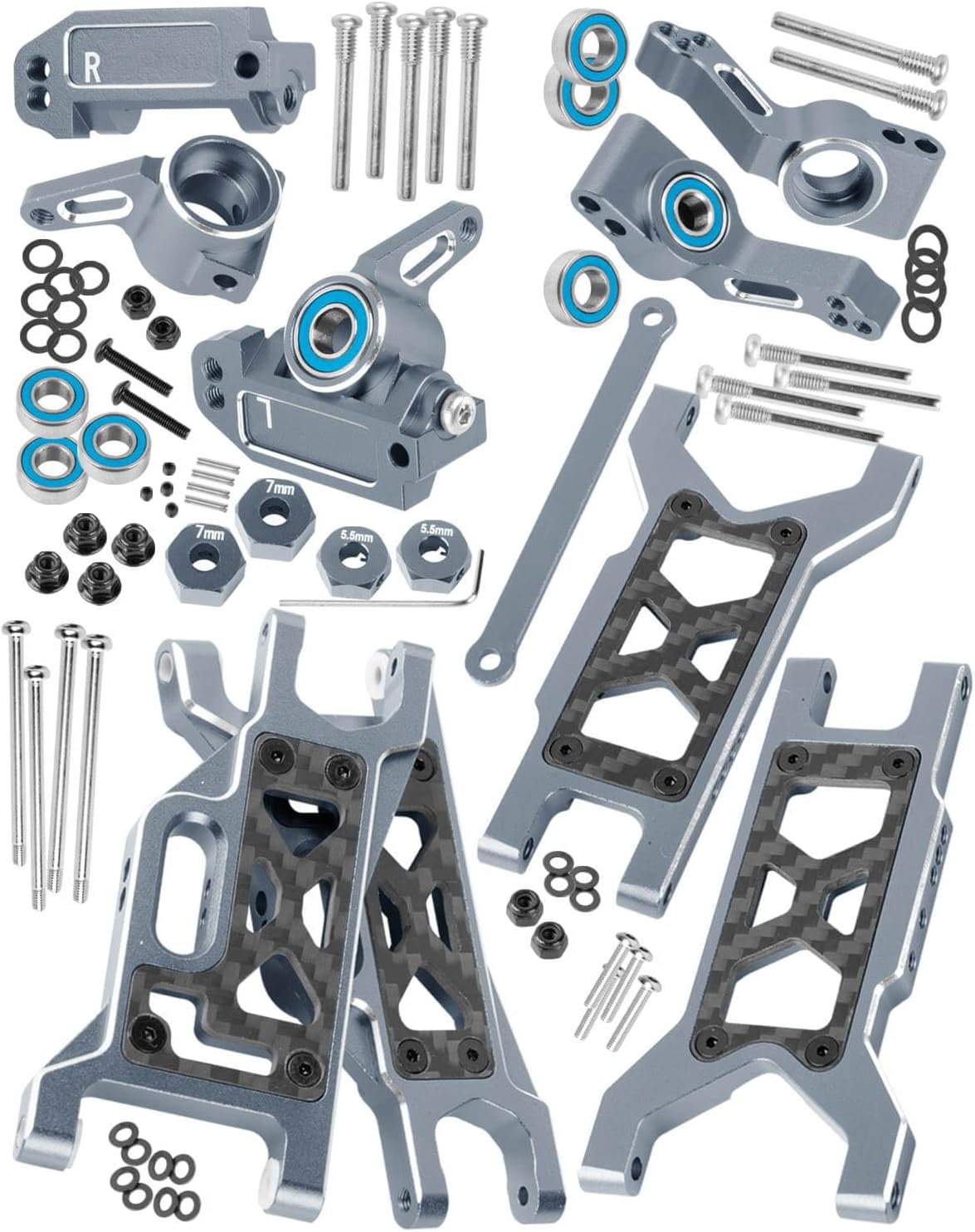 Amazon.com: RCMYou RC Alloy Suspension Arms&Caster Block&Steering ...