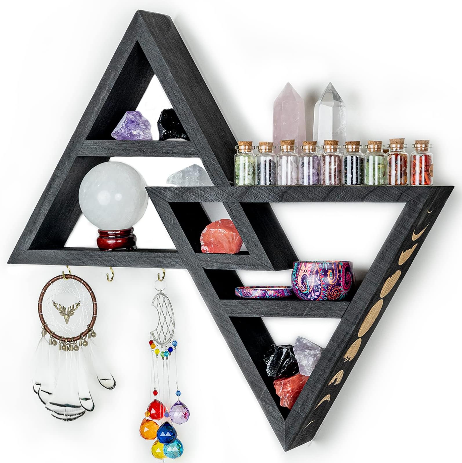 Amazon.com: Sysnocon Triangle Crystal Shelf Display with Hooks, Moon ...