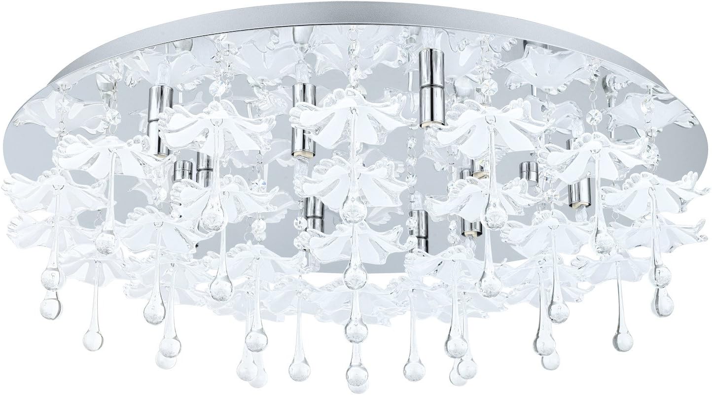 Chrome 28in. Wide Single Light Halogen Flush Mount Ceiling Fixture from ...