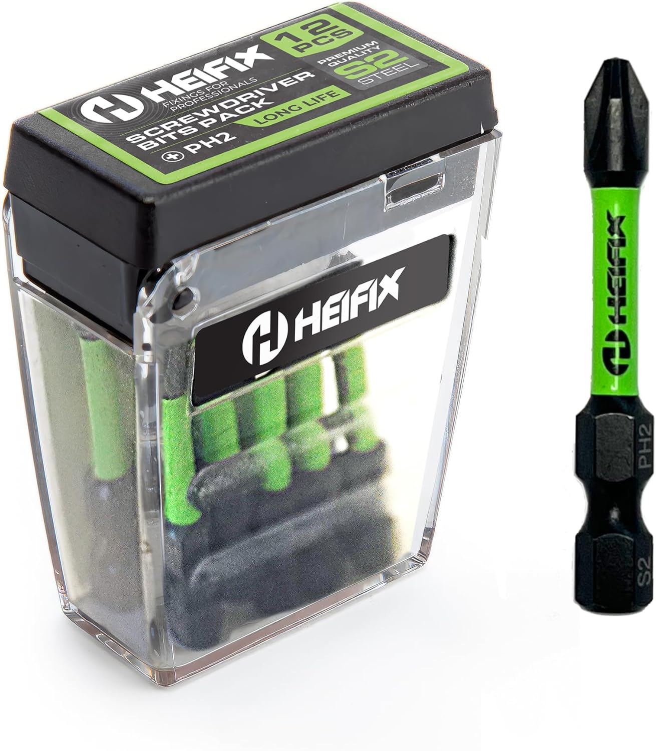 Heifix 12 x 50mm PH2 Heifix Impact Screwdriver Magnetised Drill Screw ...