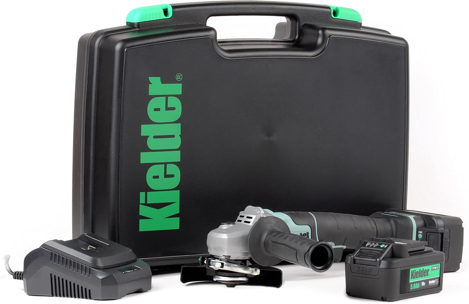 Kielder KWT-013-02 18V Brushless Cordless 115mm Angle Grinder Kit, 2 x ...