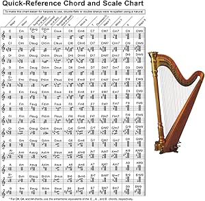 Amazon.com: Portable Harp Chord Chart, Coated Paper, Beginner Practice ...