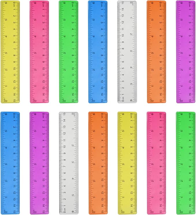 Amazon.com : 14 Packs 6 Inch Small Rulers for Kids, Plastic School ...