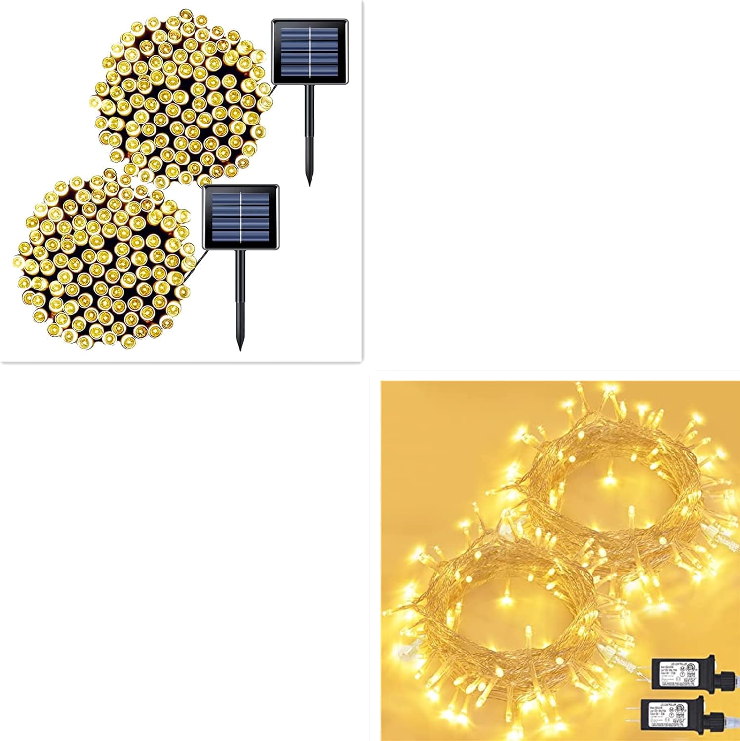 JMEXSUSS 2 Pack 200 LED Solar String Lights/2 Pack 100 LED String ...