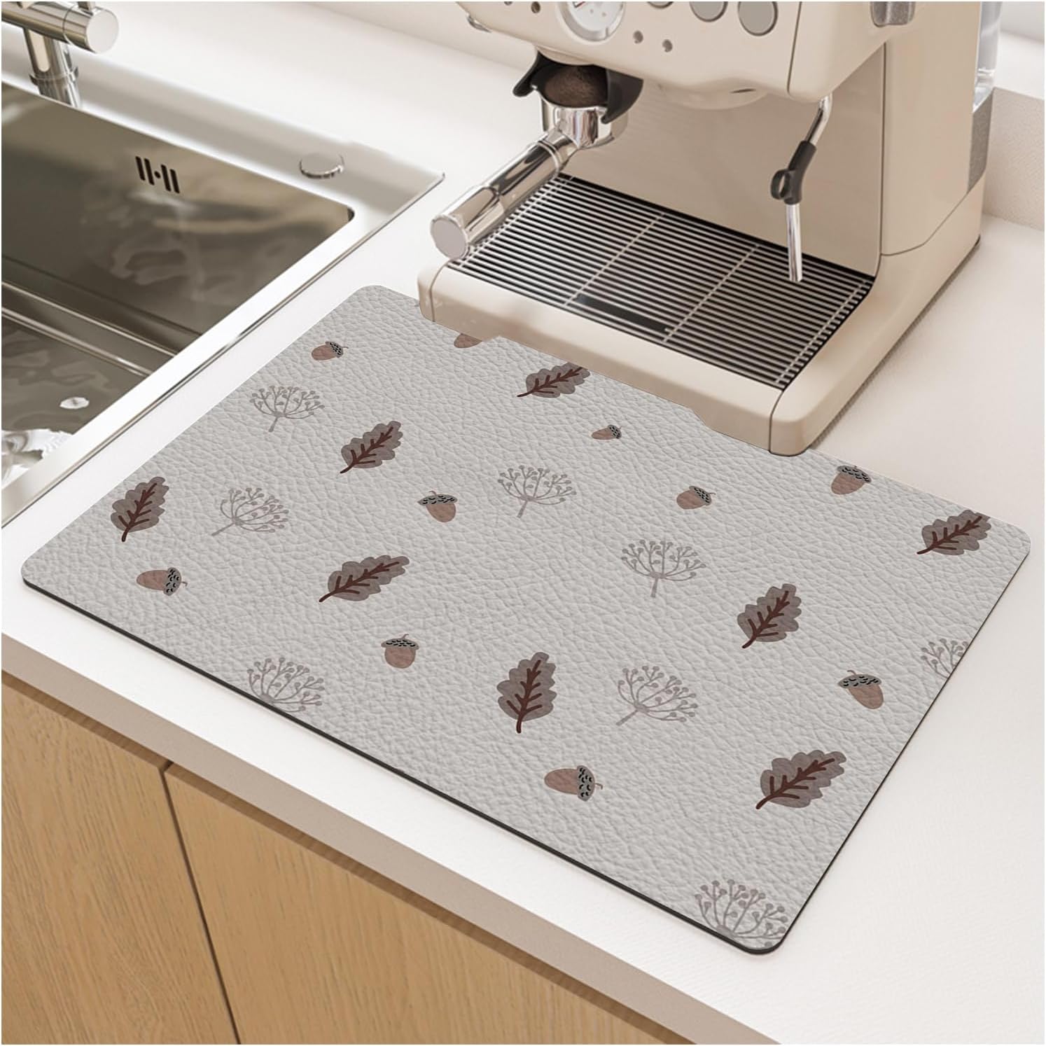 Amazon.com: Abstract Botanical Pattern Brown PU Leather Carpet, 1.5x2 ...