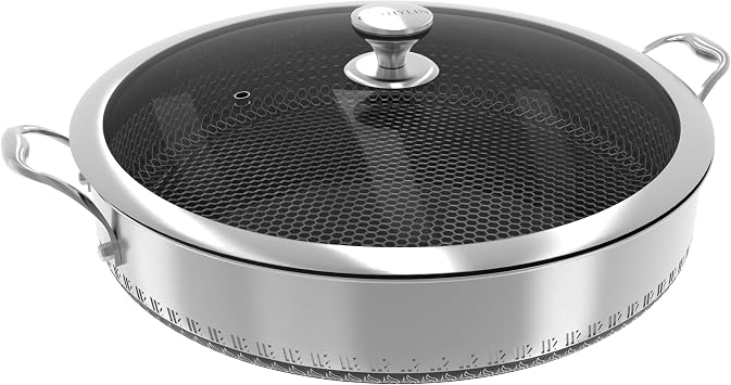 Amazon.com: CATHYLIN 316L Stainless Steel 7QT Saute Pan Hexagon ...