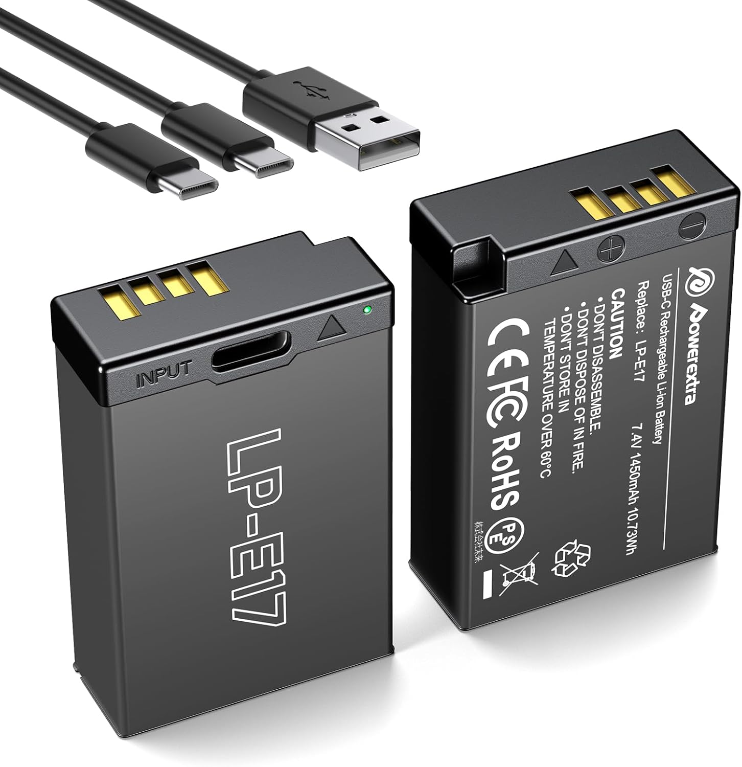 Powerextra - Paquete de 2 baterías LP-E17 compatibles con Canon LP E17 y EOS R8 R10 R50 R100 RP ...