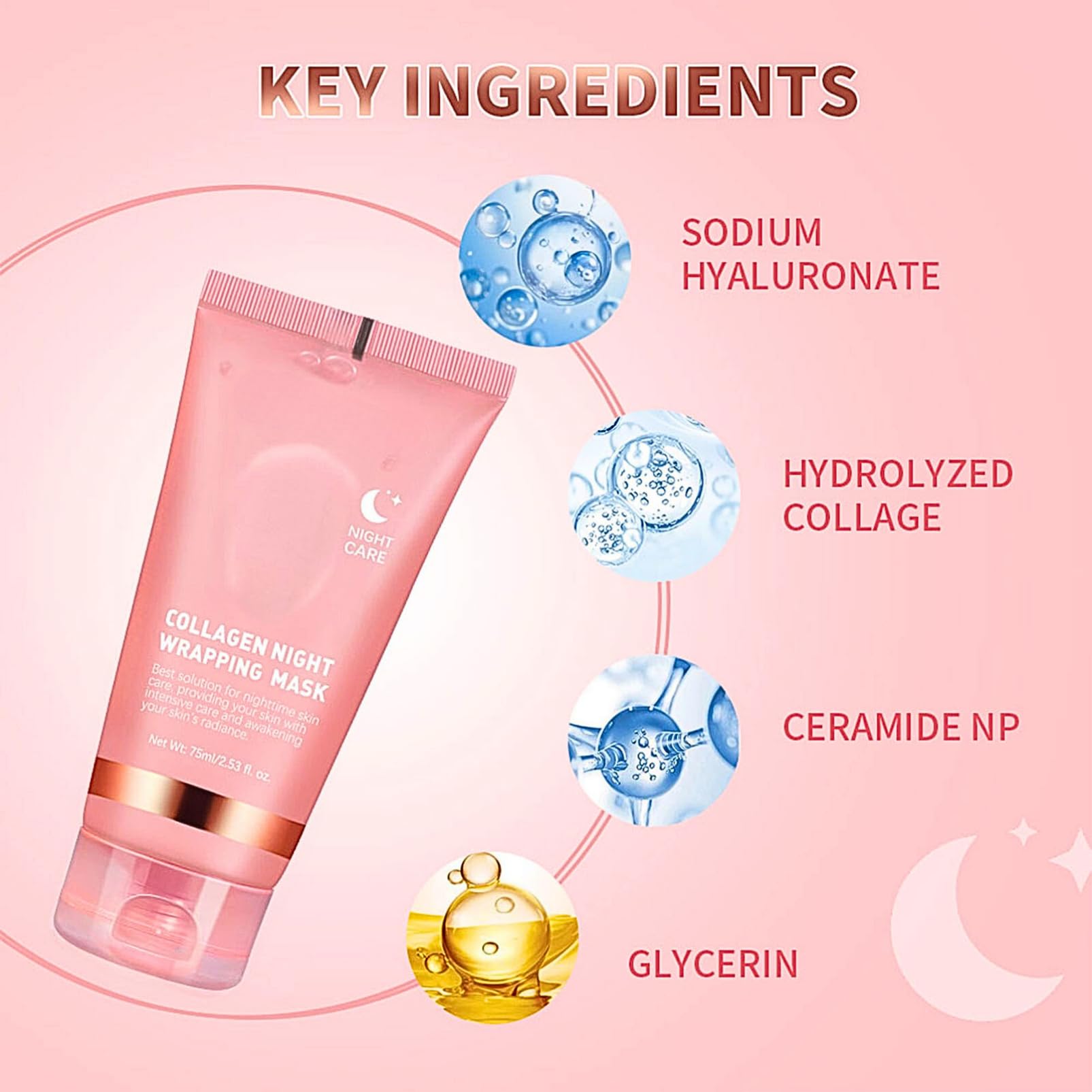 Collagen Night Wrapping Mask, Collagen Peel Off Face Masks, Overnight ...