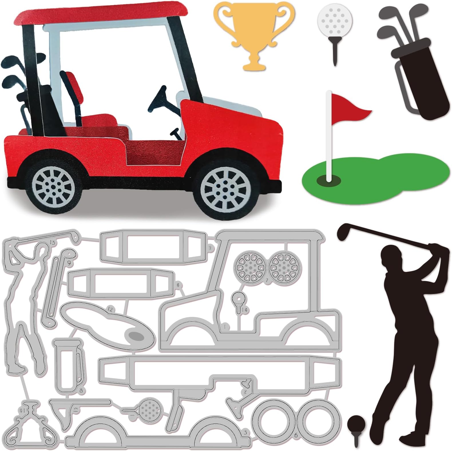 Amazon.com: Golf Clear Stamps and Dies Set for DIY Card Making, Clear ...
