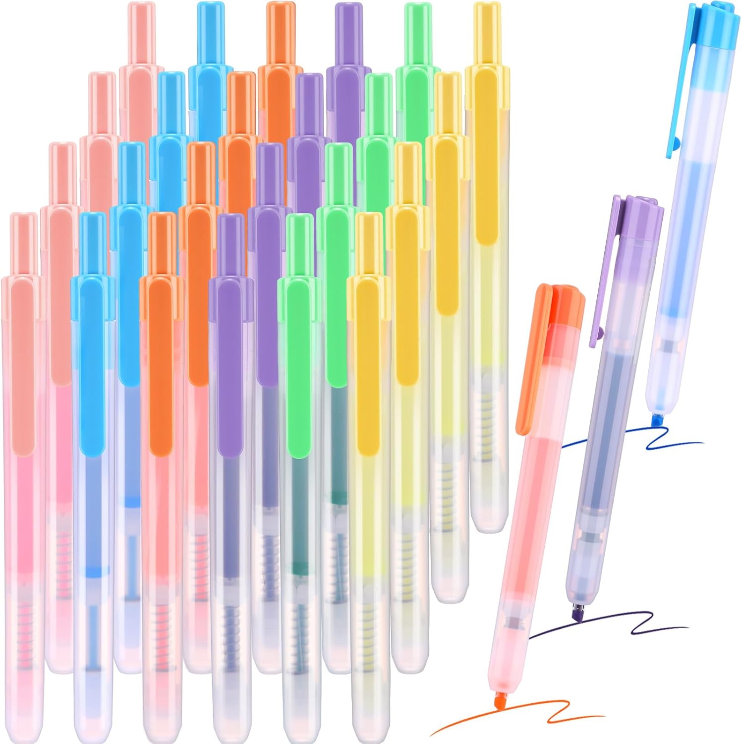 Amazon.com : Affrolling 24 Count Retractable Highlighters Assorted ...