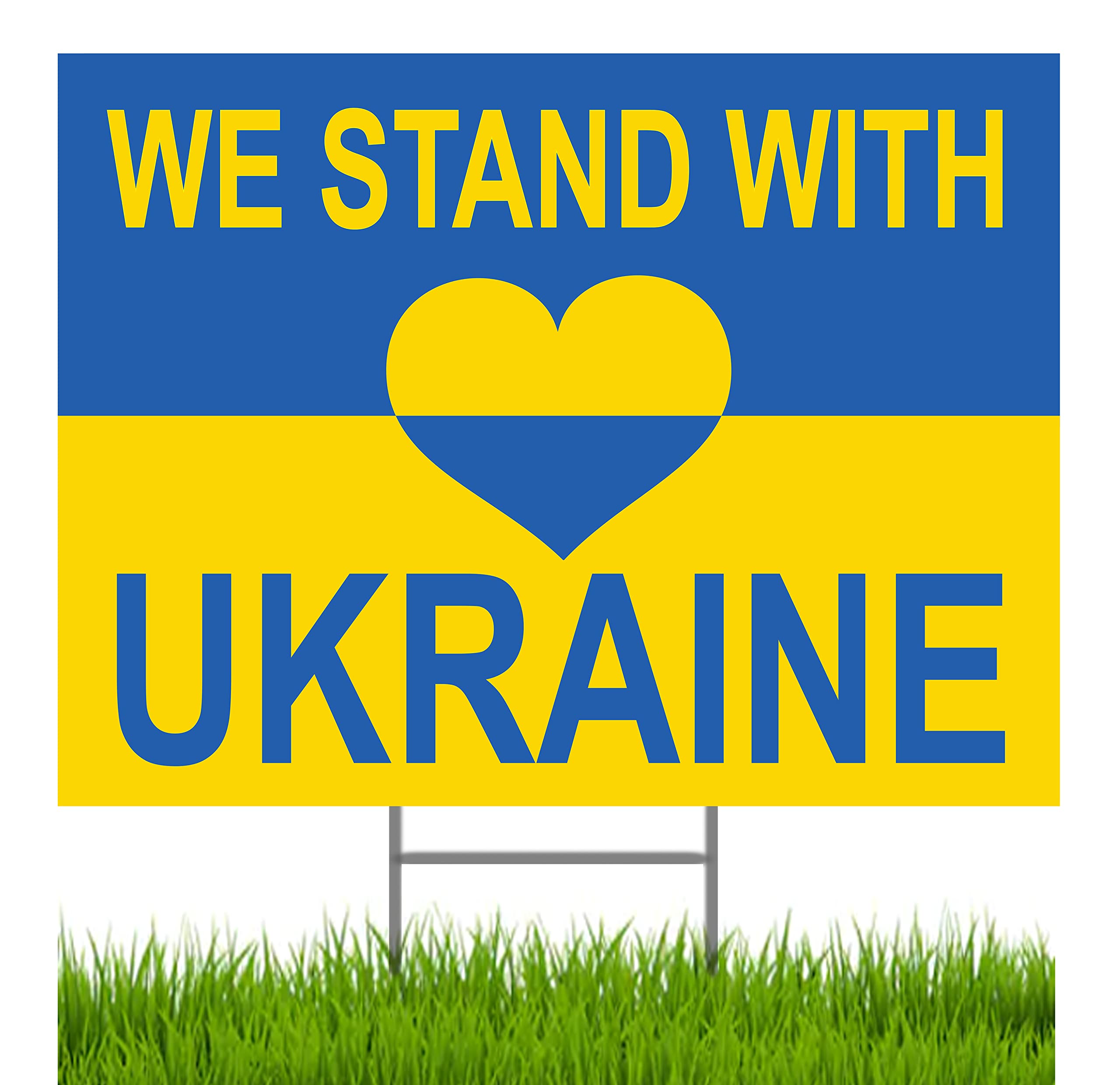 Amazon.com : Ukraine Yard Sign, 24"x18", We Stand With Ukraine, Double ...