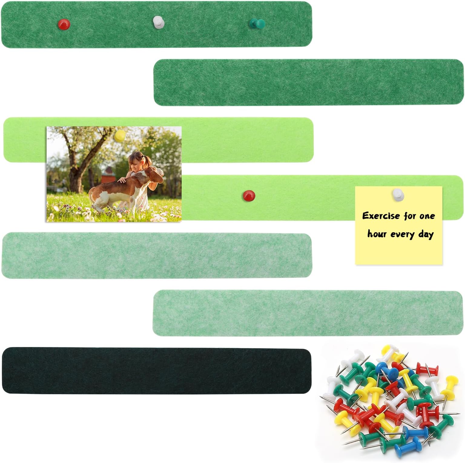 Pin Board, 7 Pack Felt Strip Pinboard with 35 Push Pins, DIY Notice ...