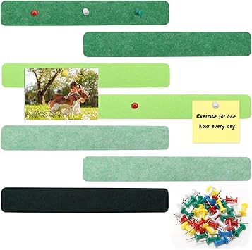 Pin Board, 7 Pack Felt Strip Pinboard with 35 Push Pins, DIY Notice ...