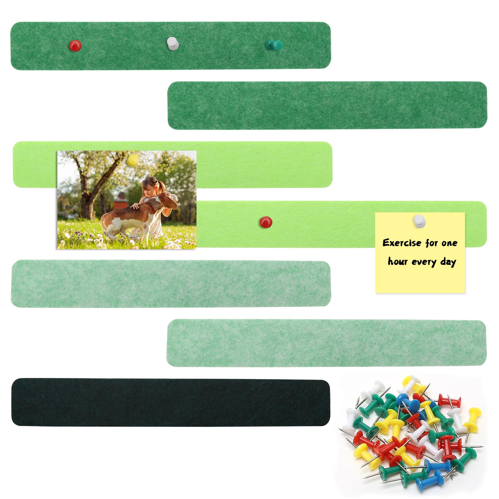 Pin Board, 7 Pack Felt Strip Pinboard with 35 Push Pins, DIY Notice ...