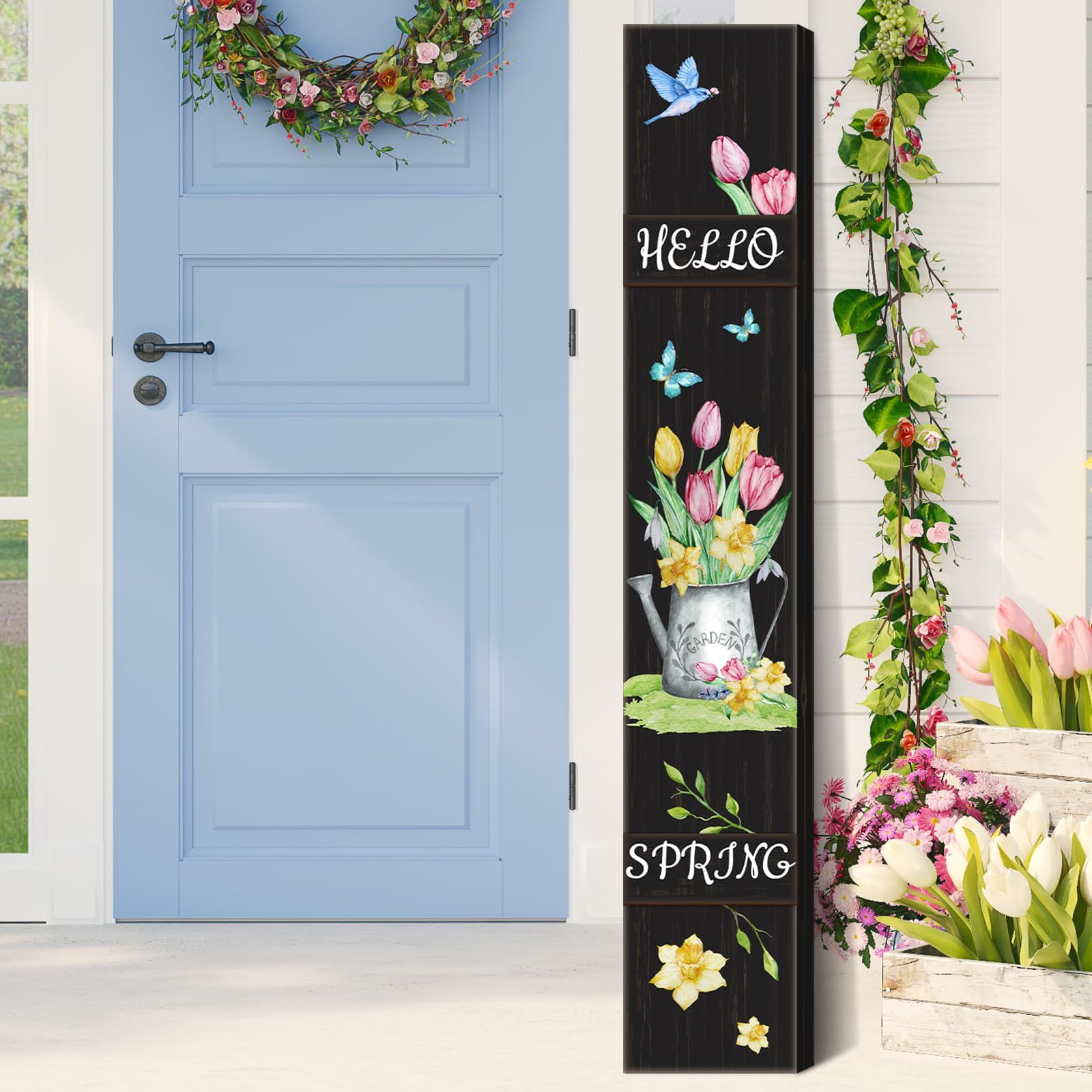 Amazon.com : Beeveer Hello Spring Porch Sign 47 x 8 Inches Colorful ...