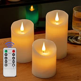 Amazon.com: luzzup Candle Battery Operated Set with Remote, Real Wax ...