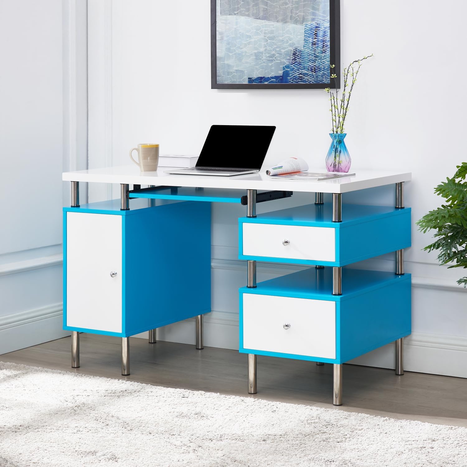 Amazon.com: 47.2" Computer Desk, Modern Two-Tone Desk for Home Office ...