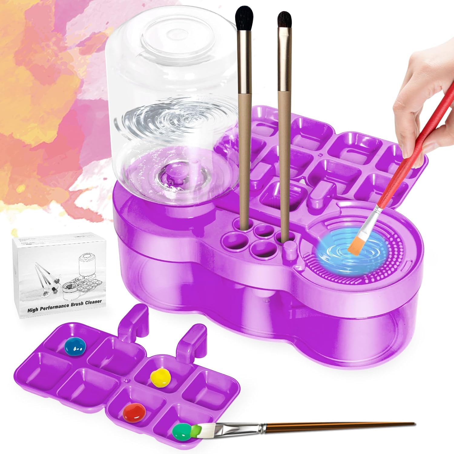 Amazon.com: Paint Brush Cleaner with Paint Tray, Upgraded 6-in-1 ...