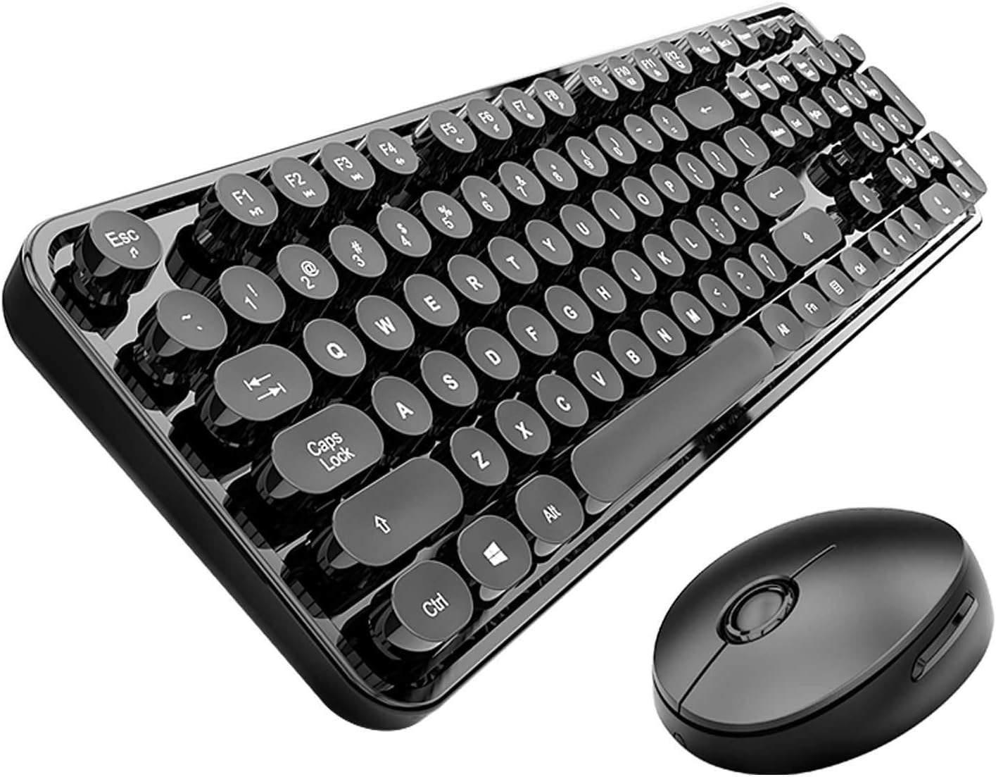 Amazon.com: Keyboard and Mouse Wireless,Cute Retro Wireless Keyboard Mouse Combo with Round Key ...