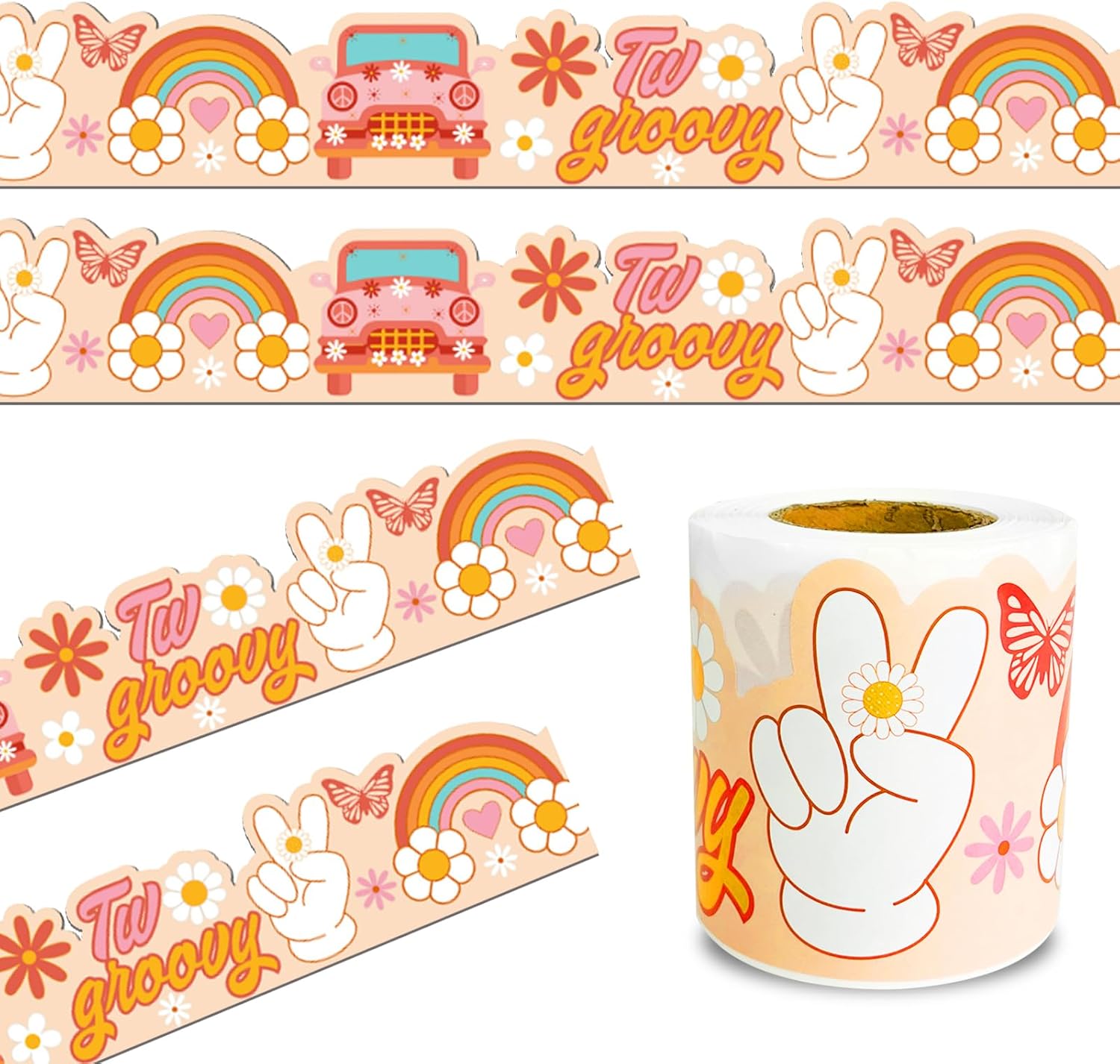 Amazon.com: 67.9 Ft Retro Boho Bulletin Board Borders Groovy Hippie ...