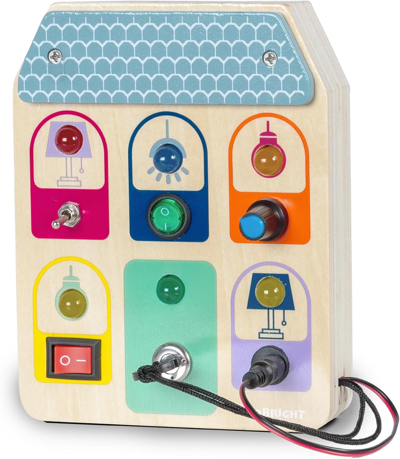 Amazon.com: TOP BRIGHT Wooden Sensory Toys Busy Board with LED Light ...