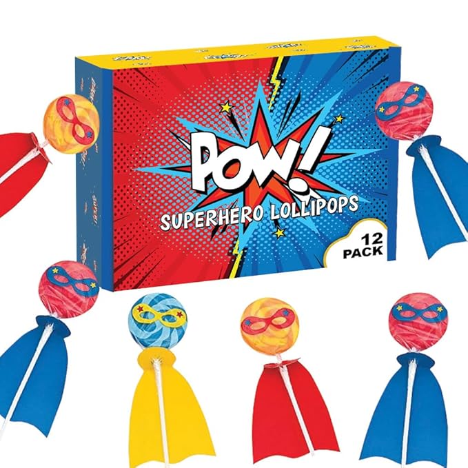 Amazon.com : Superhero Candy Lollipops with Capes - 12 Individually ...