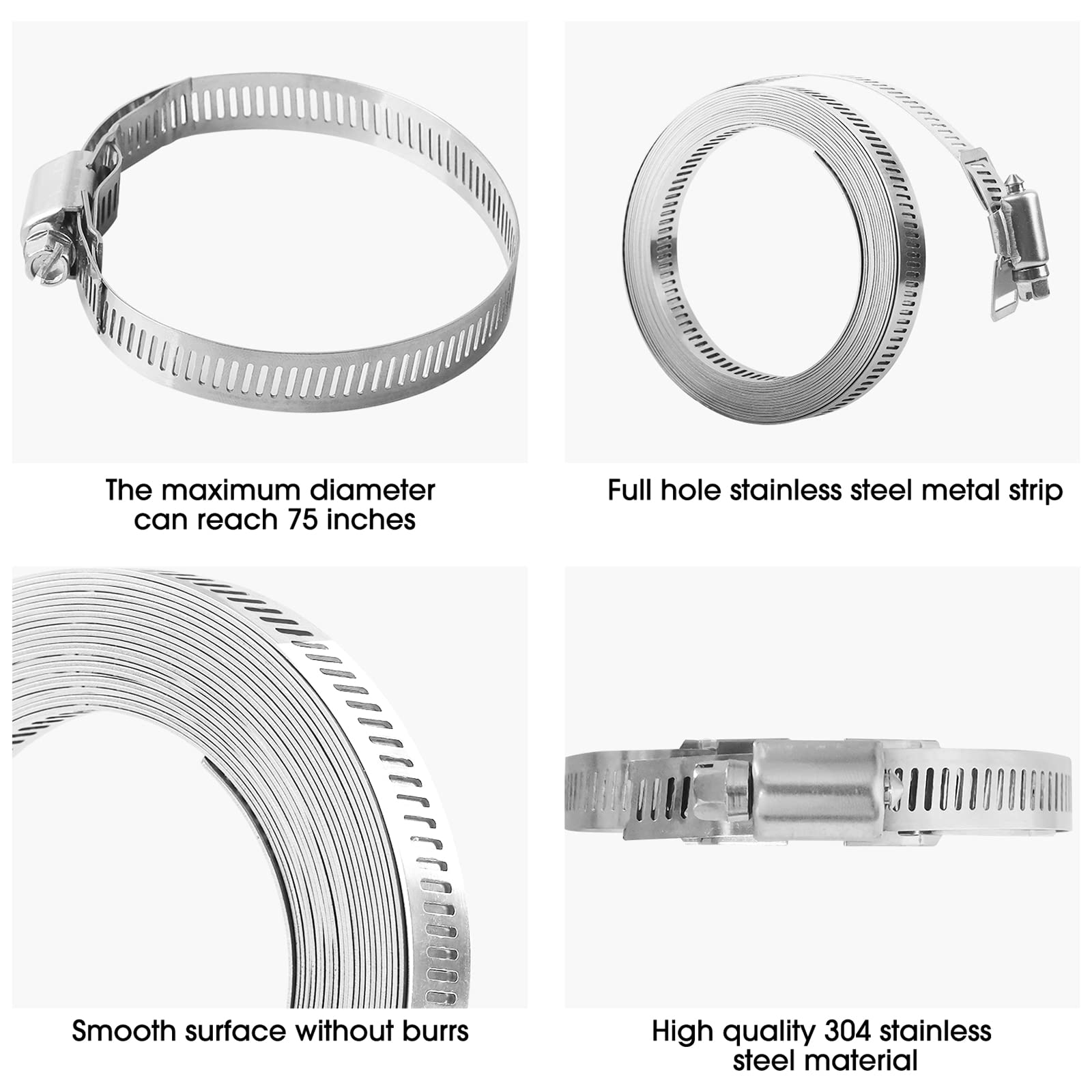 Snapklik.com : Homagic Hose Clamps 20 FT Adjustable 304 Stainless Steel ...