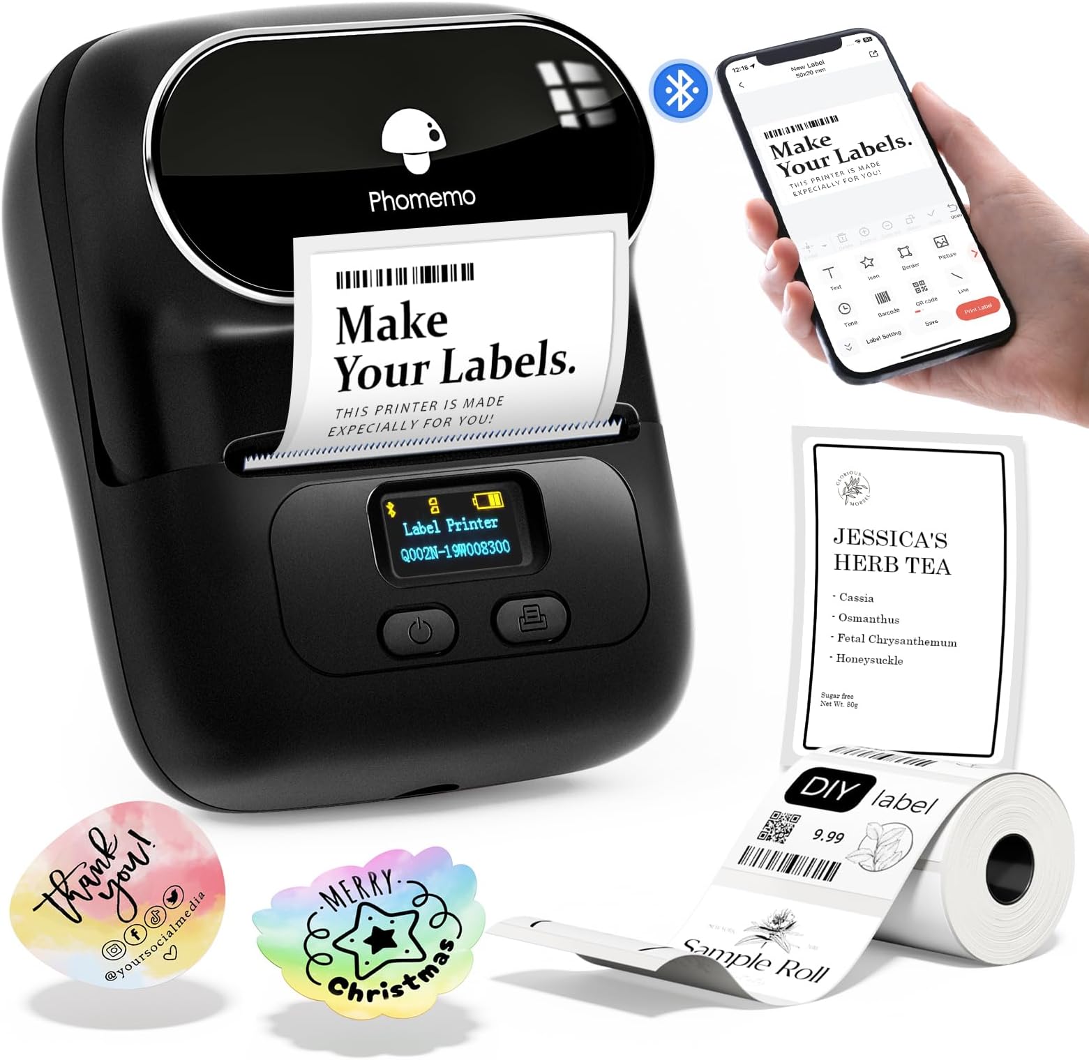 NIIMBOT B1 Bluetooth Label Maker, Thermal Label Printer,Wide Waterproof ...