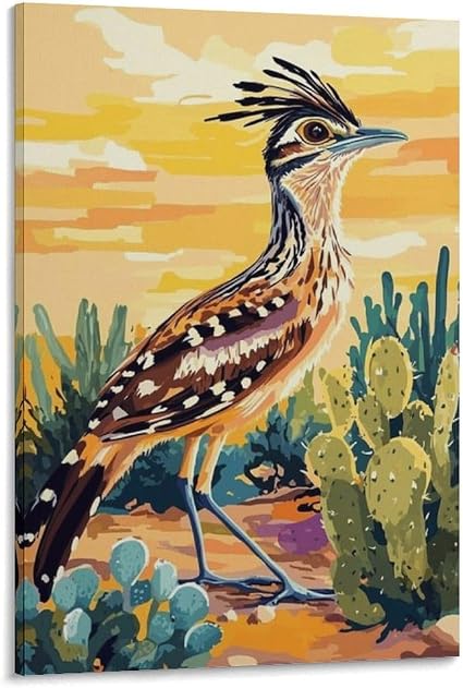 Amazon.com: YUNLEl Stunning Desert Roadrunner Oil Art Poster Wildlife ...