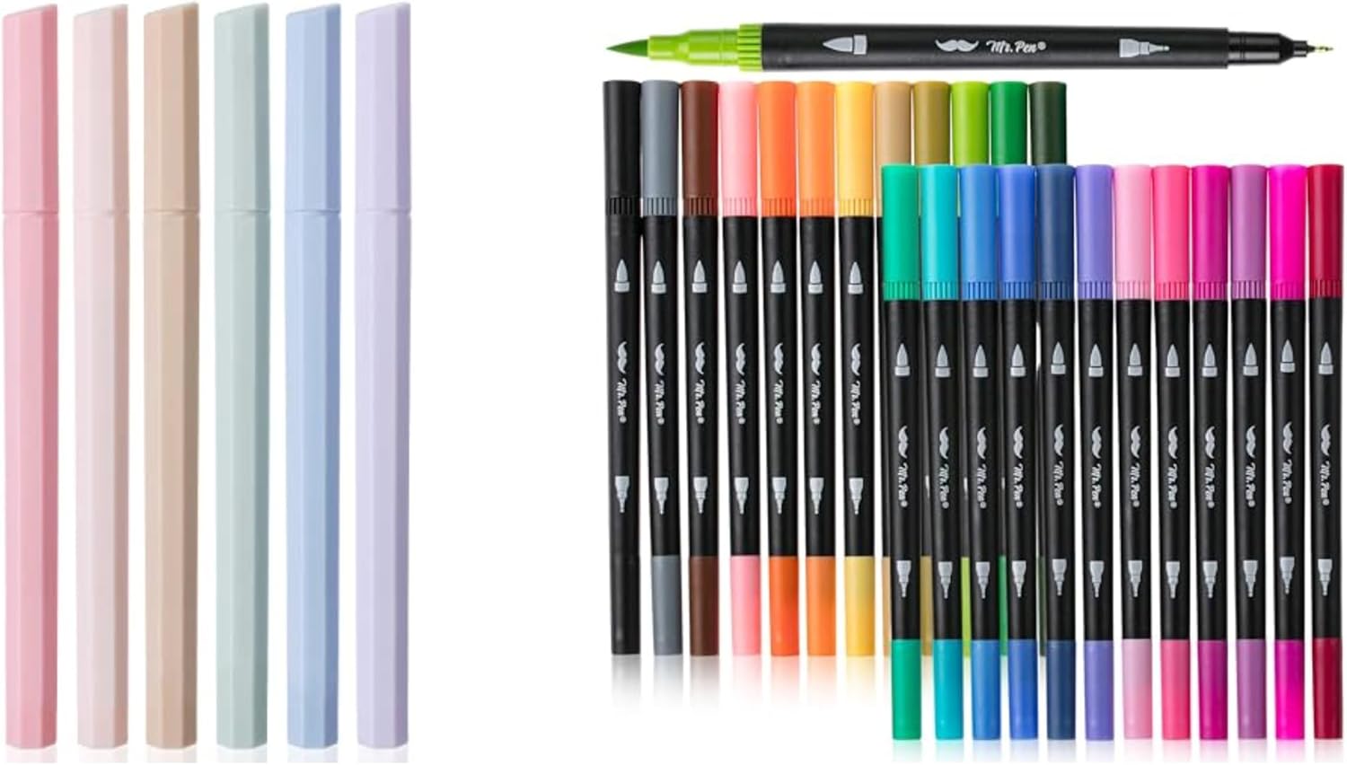 Amazon.com : Mr. Pen- Dual Tip Brush Pens and Aesthetic Highlighters ...