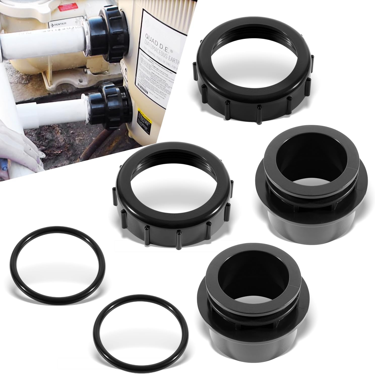 Amazon.com: 2 Pack 270100 Black Pool Valve Adaptor Replacement Kit for ...