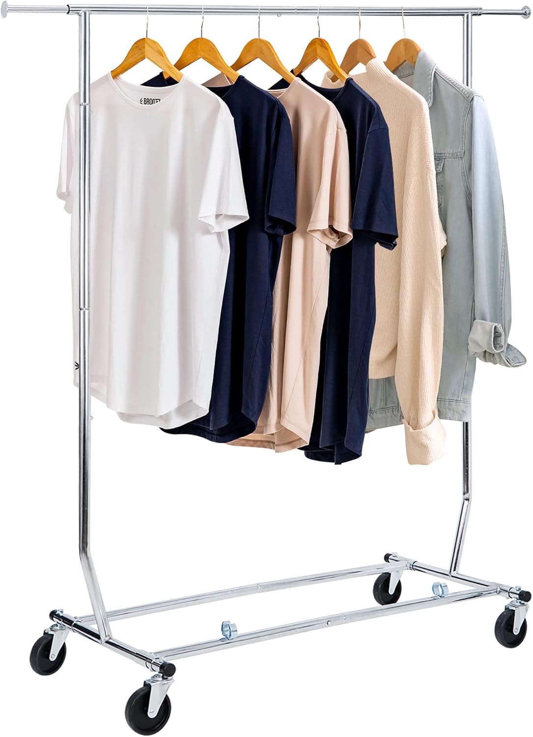 Amazon.com: SUPER DEAL Metal Garment Rack with Wheels Single Rod Height ...