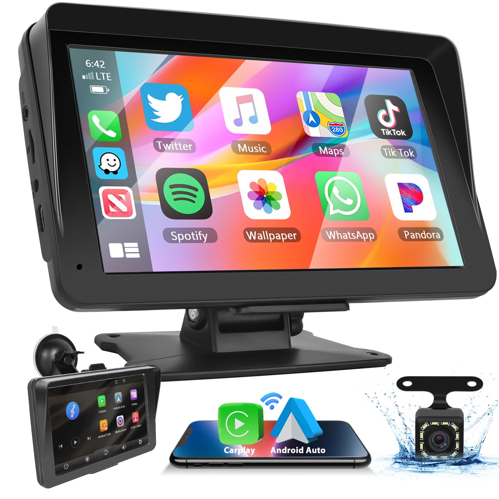 Buy Podofo 2024 Apple Carplay Screen for Car, 7'' IPS Touchscreen ...