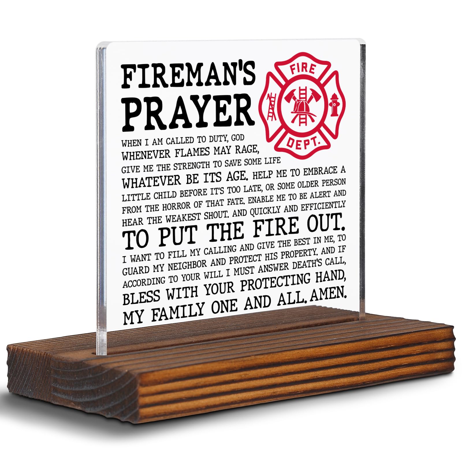 Amazon.com: Firefighter's Prayer Clear Acrylic Desk Decorative Sign ...