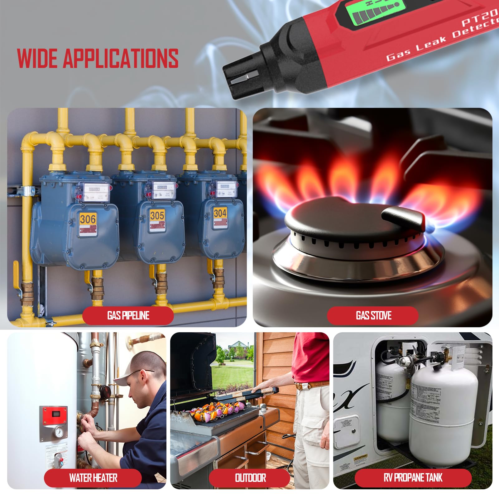 Snapklik.com : Gas Leak Detector, TECHAMOR PT202 Portable Natural Gas ...