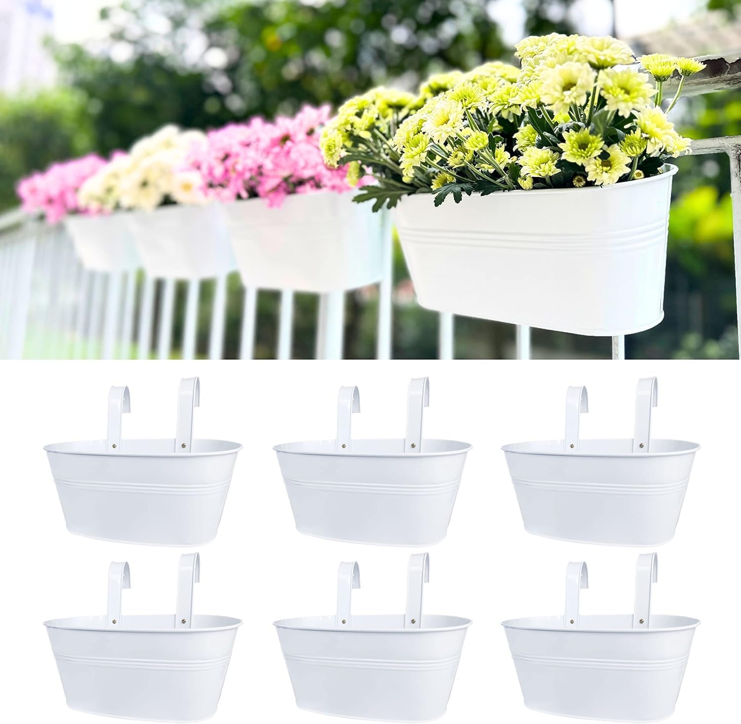 Amazon.com: Maxona Metal Iron Hanging Flower Pots, 6 Pack, 9.8 Inch ...