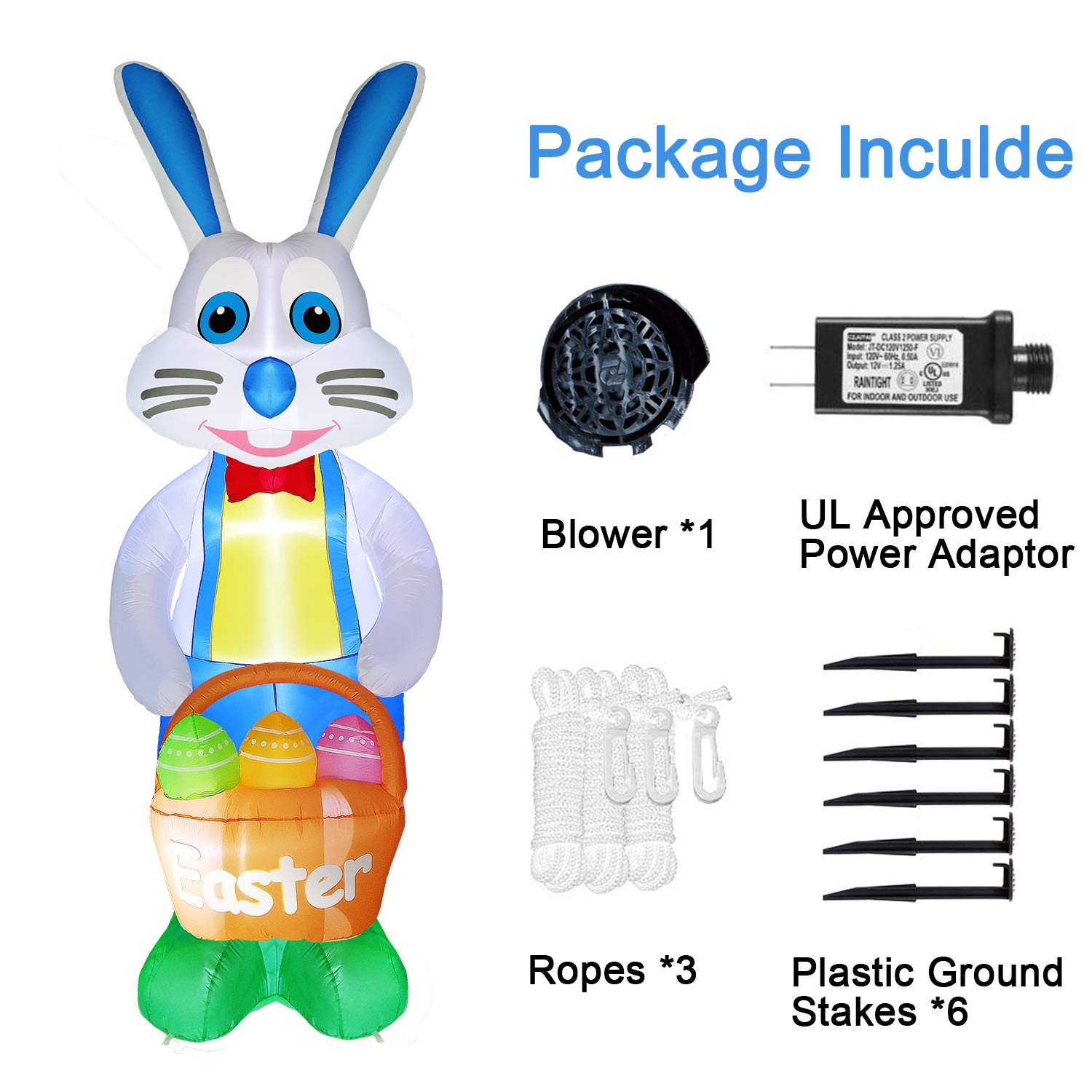 12 Ft Tall Easter Inflatables Bunny with Basket and Eggs Easter Outdoor ...