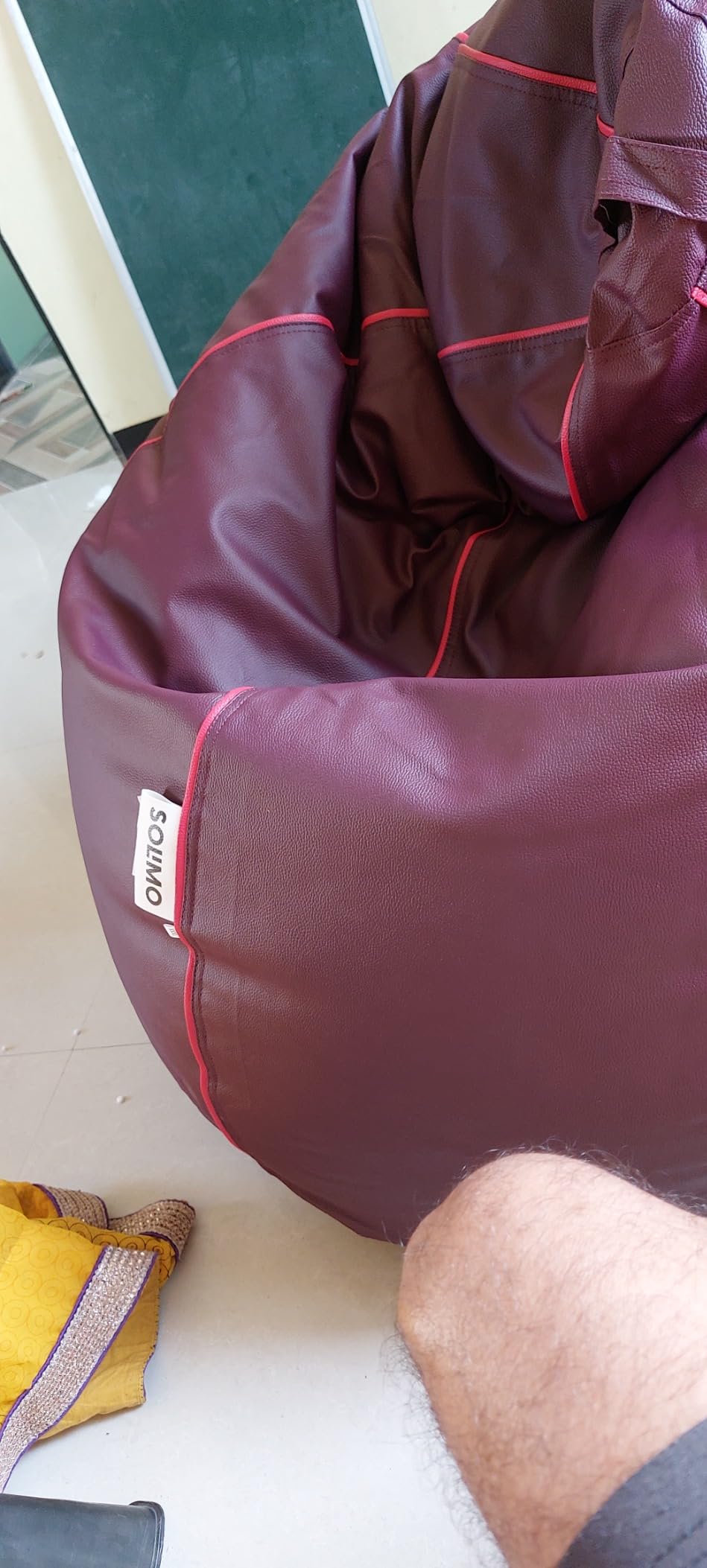 Amazon Brand - Solimo Premium Faux Leather Bean Bag, Filled with Beans ...