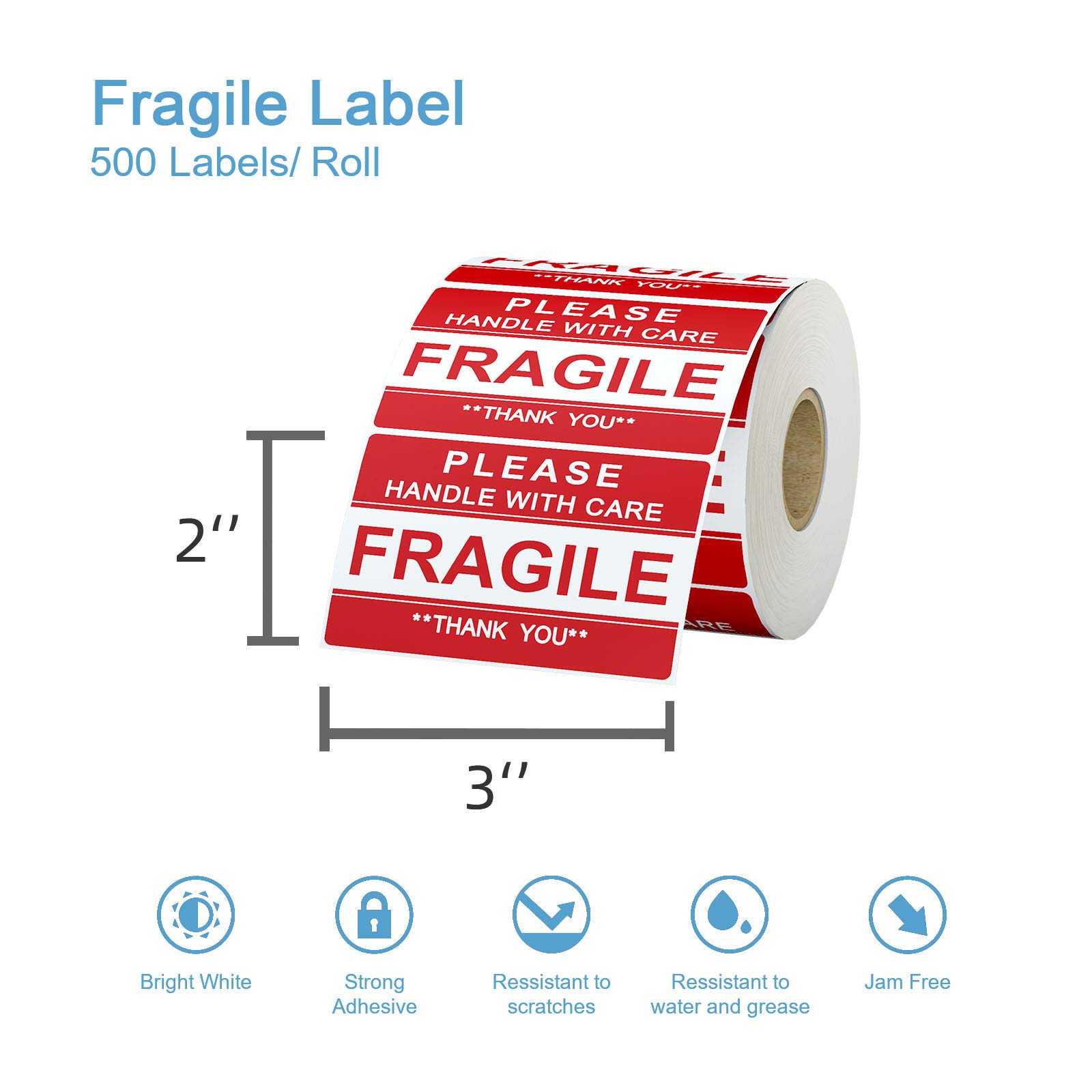 Snapklik.com : Labelebal Fragile Stickers 3 X 2 Inch Please Handle