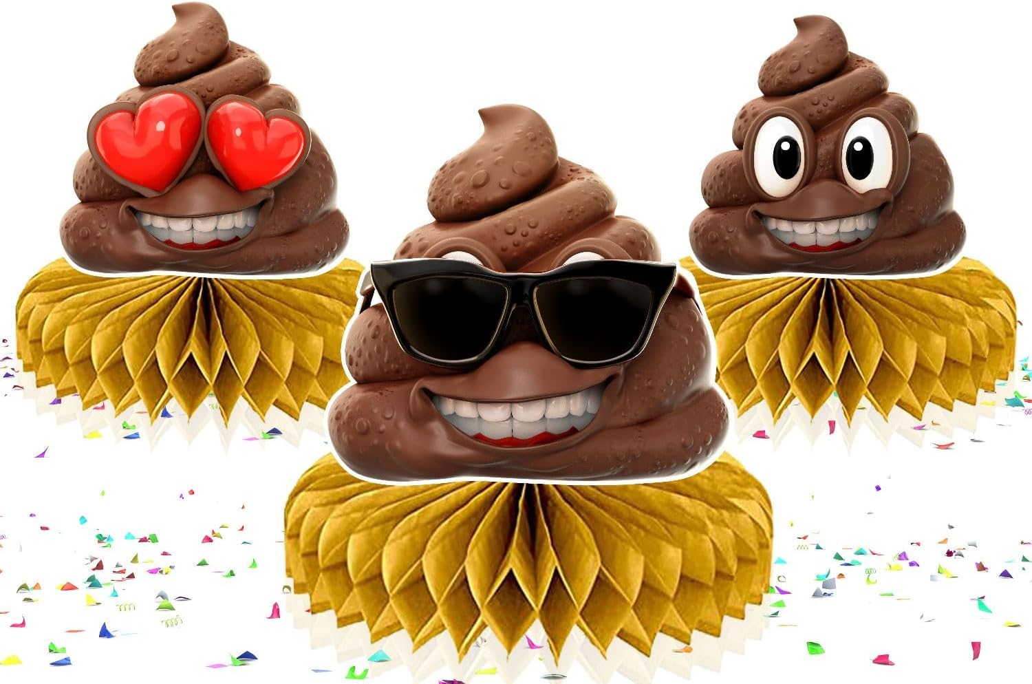 Amazon.com: Poop NEWMOJI® Honeycomb Table Centerpieces - Set of 5, Fun ...