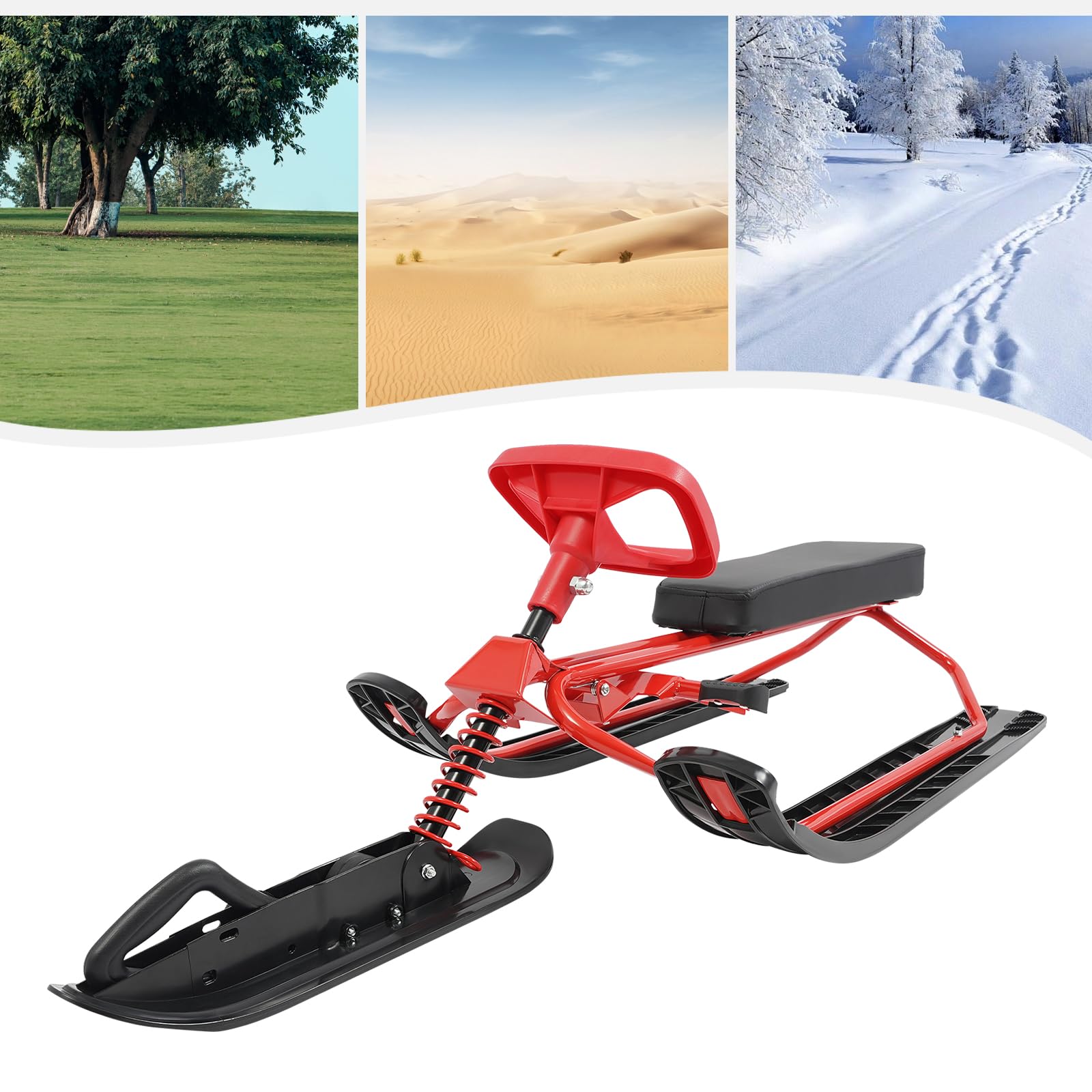 ROMYIX Snow Racer Sled,Snowracer Curve Snow Sled with Steering Wheel ...