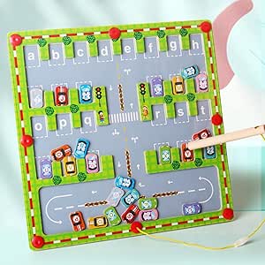 Amazon | Sironoa 知育玩具 木のおもちゃ モンテッソーリおもちゃ 2 3 4 5 6歳 男の子 女の子 子供 木製磁気迷路玩具 マグネット迷路ボード 木製形合わせ パズル 指先 ...