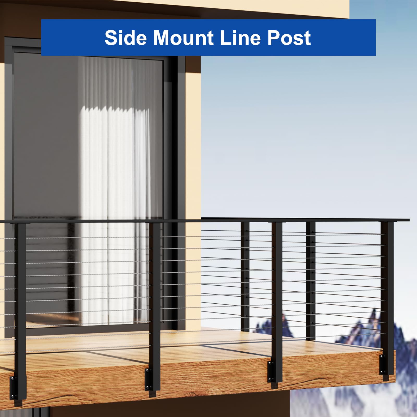 Snapklik.com : 36" Side Mount Cable Railing Posts, Stainless Steel ...