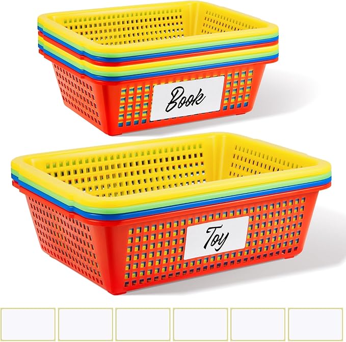 Amazon.com : Maxcheck 12 Pcs Plastic Storage Baskets Plastic Cubby Bins ...