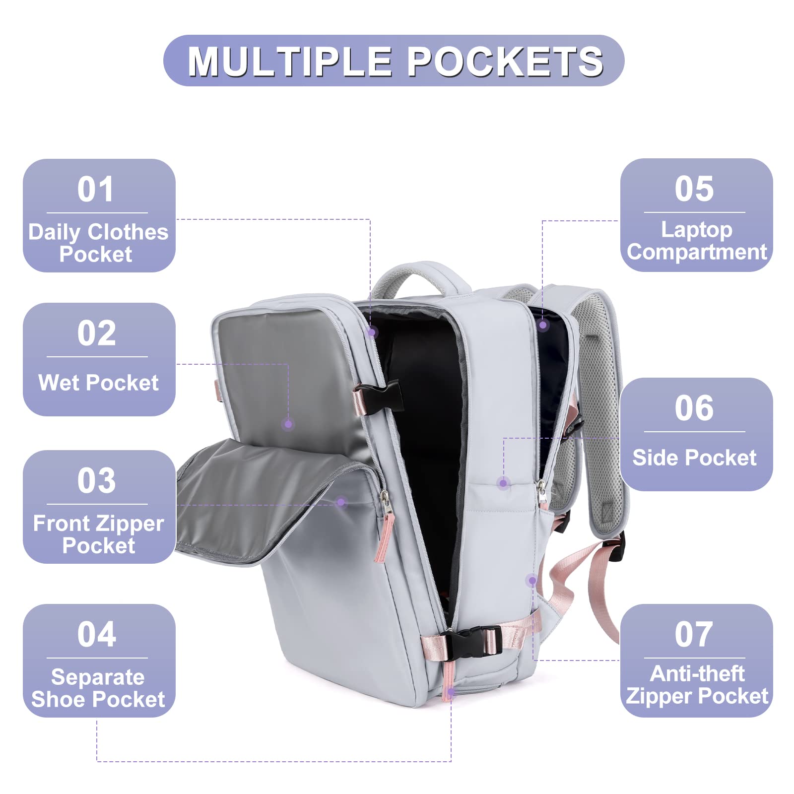 coofay Travel Backpack For Women Airline Approved Carry On Backpack ...