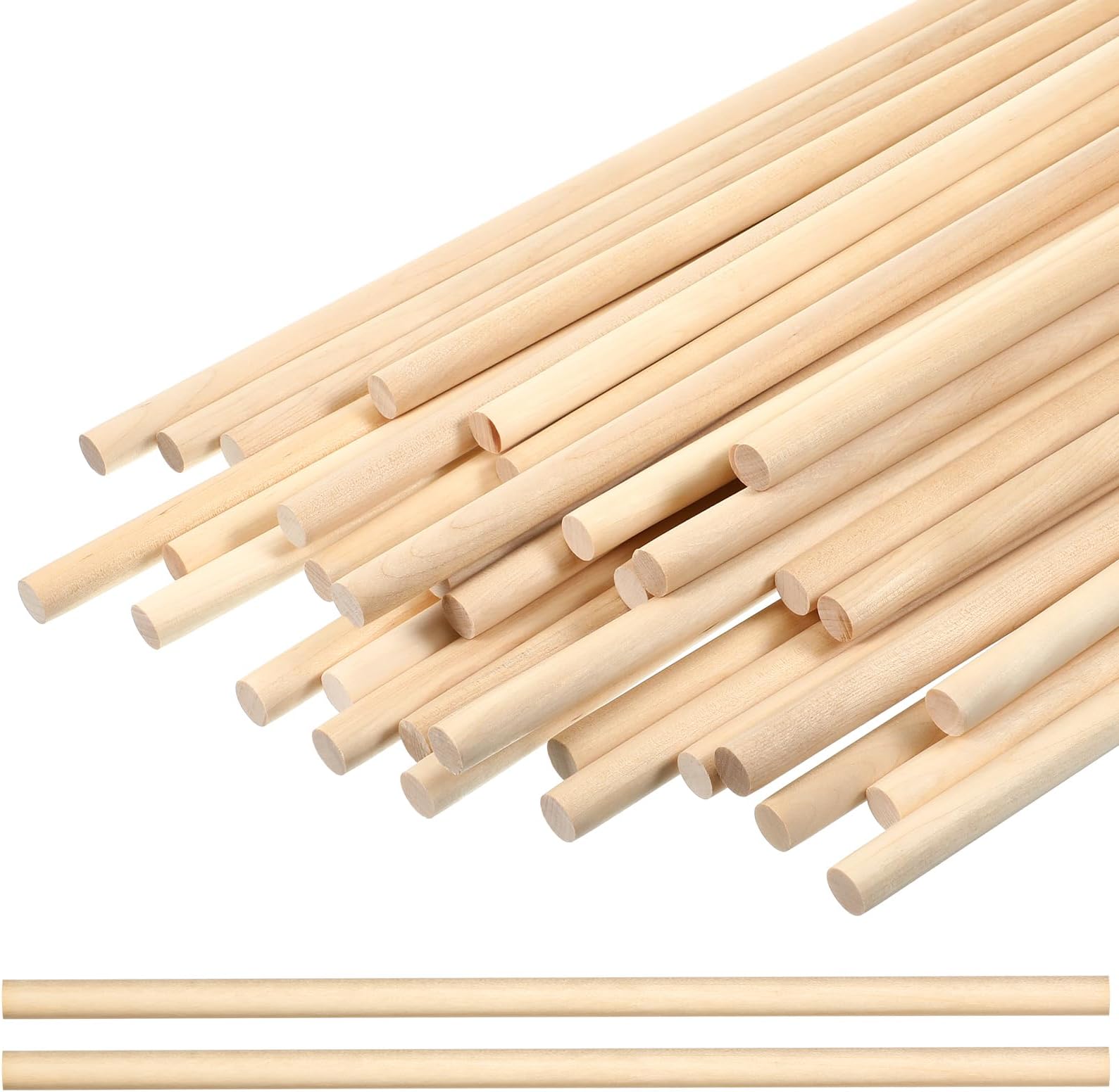 Amazon.com: 100 Pcs Dowel Rods Wood Sticks for Crafts 3/8 x 12 Inch ...